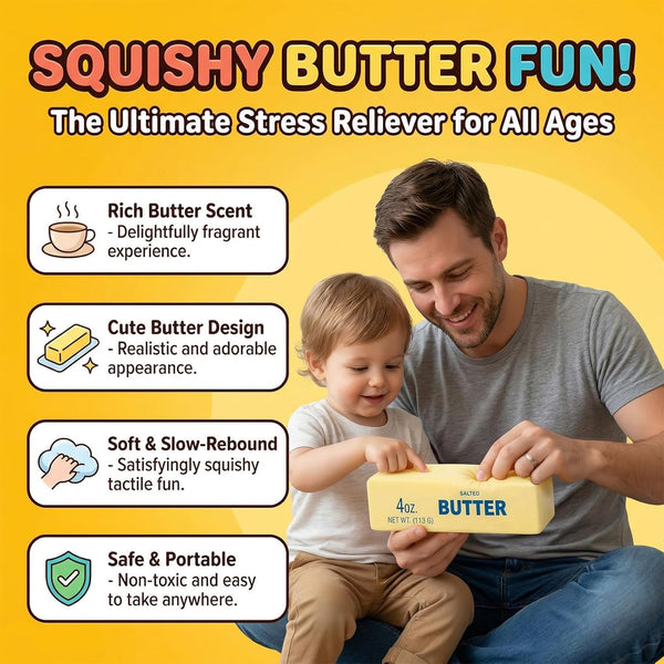 9.5 Inch Giant Butter Squishy Fidget Toy, Stress Relief Sensory Toy Fo ...